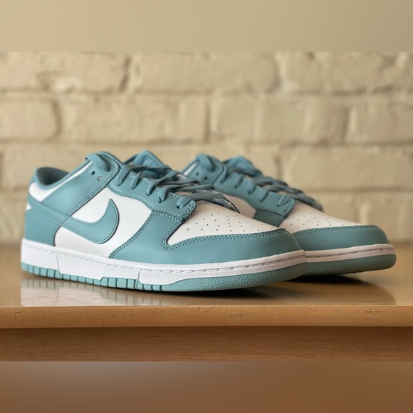 Nike | Shoes | Nike Shoes Dunk Low Retro Sneakers White Denim Turquoise ...